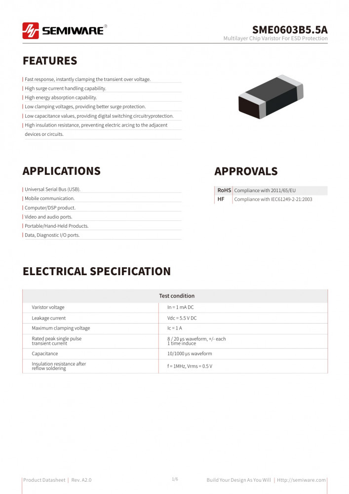 SME0603B5.5A datasheet page 1