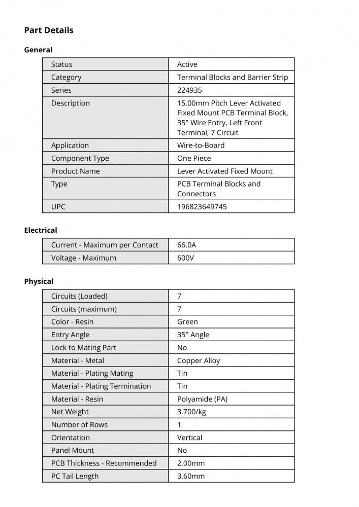 Technical document image 2 for MOLEX 2249350007
