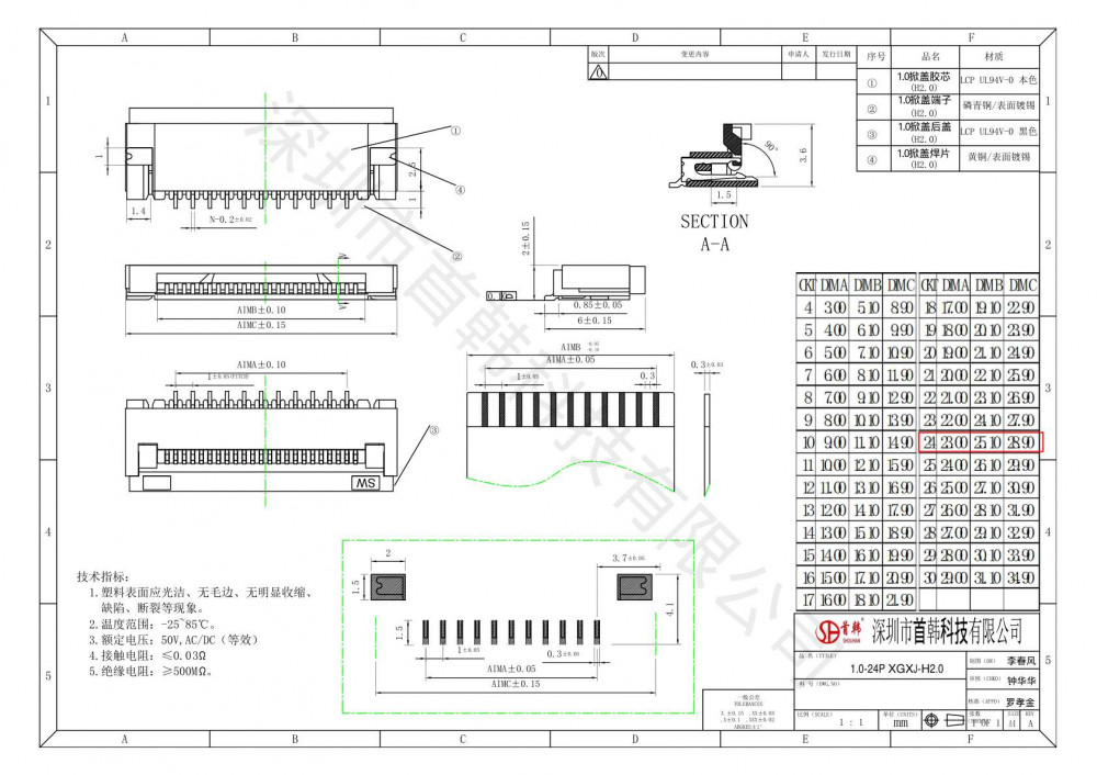 SHOU HAN 1.0-24P XGXJ-H2.0 specification page 1
