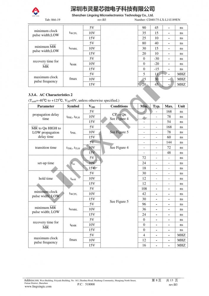 CD40175BM(LX) datasheet page 8
