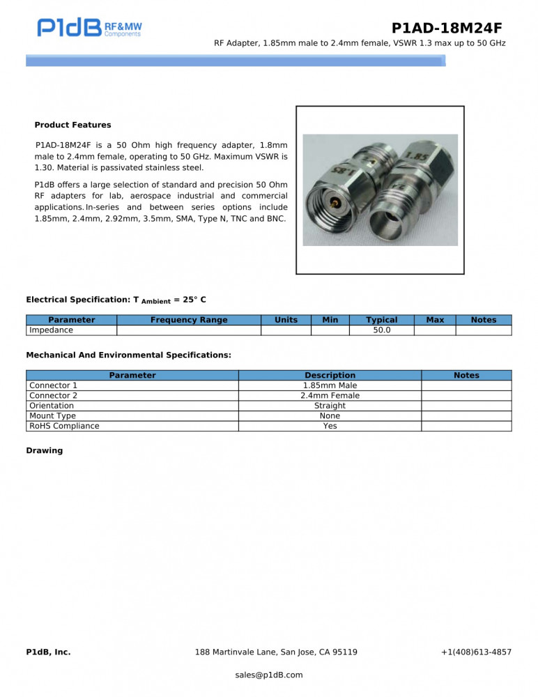 P1AD-18M24F product documentation page 1