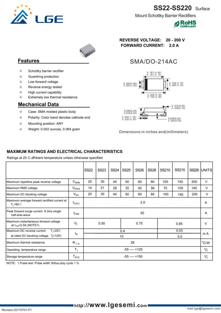 LGE SS210 datasheet page 1
