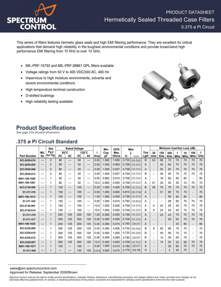 Spectrum Control filter catalog page 1