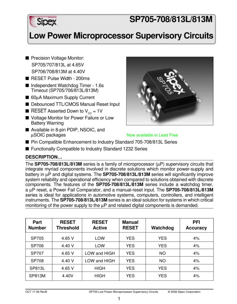 SP707EN datasheet page 1