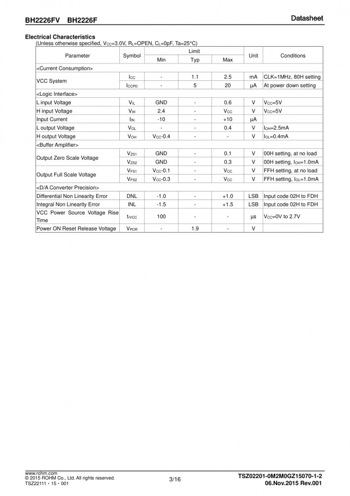 BH2226FV-E2 datasheet page 3