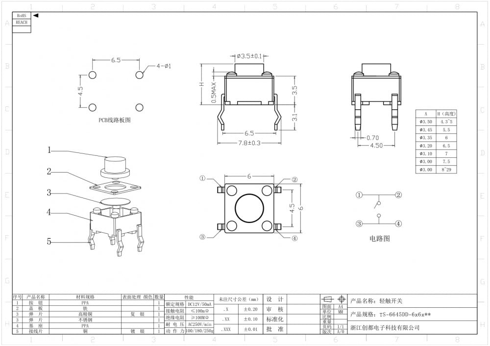 CAX TS-6645DD6x6x7 specification page 2