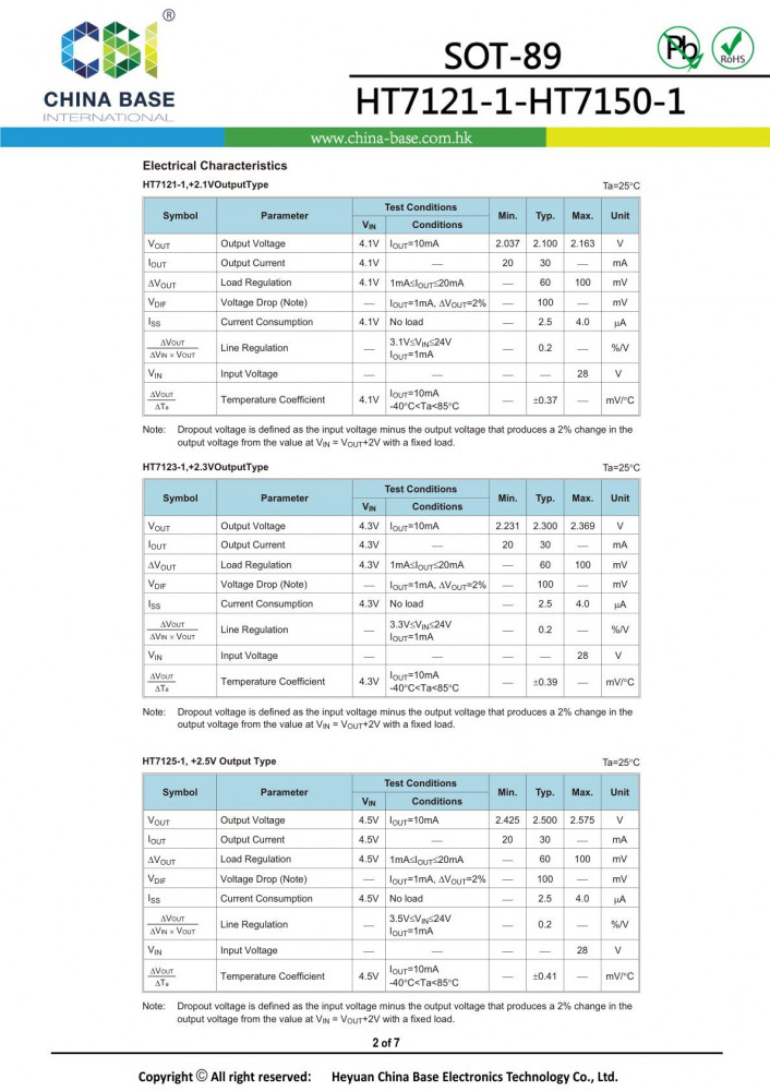 CBI HT7150-1 datasheet page 2