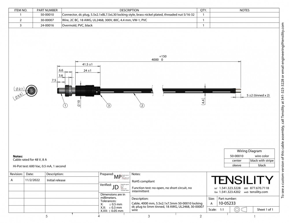 Tensility International 10-05233 product drawing