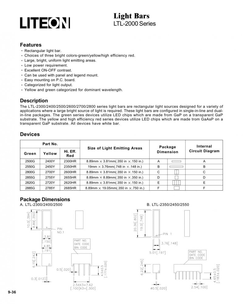 LTL-2400Y datasheet page 1