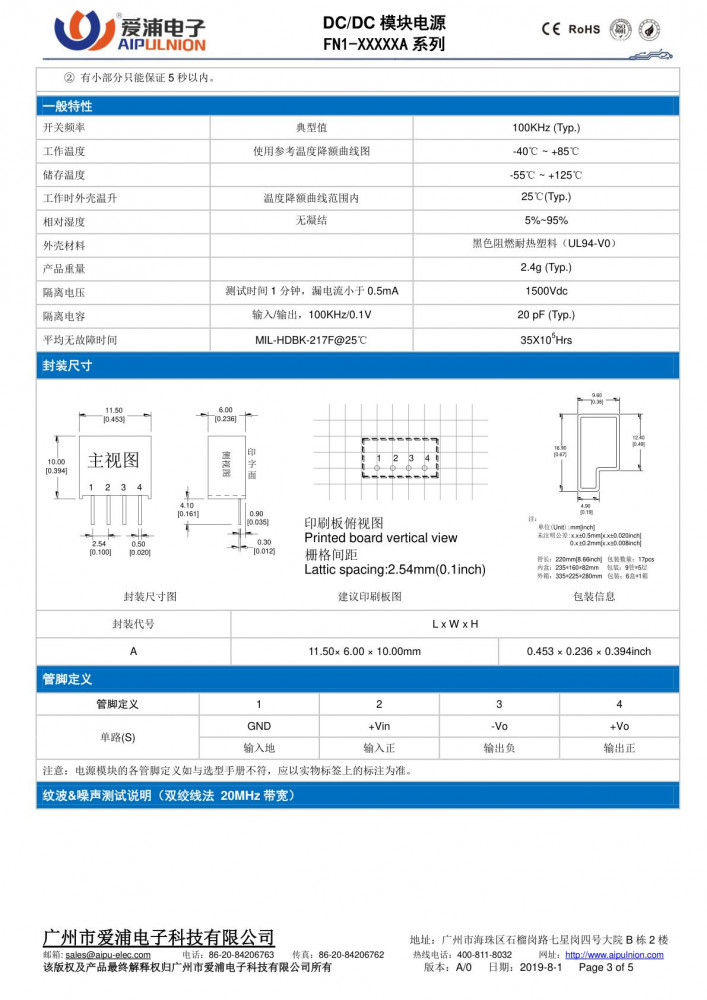 FN1 series datasheet page 3