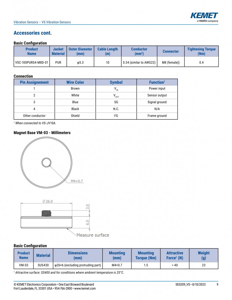 KEMET VS-JV10A-K03 technical document page 9