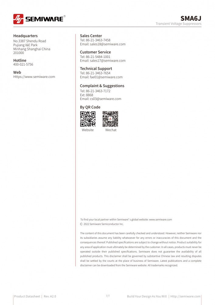 SEMIWARE SMA6J130A datasheet page 7