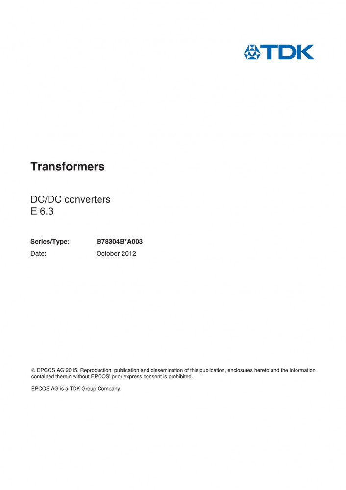 B78304B series datasheet page 1