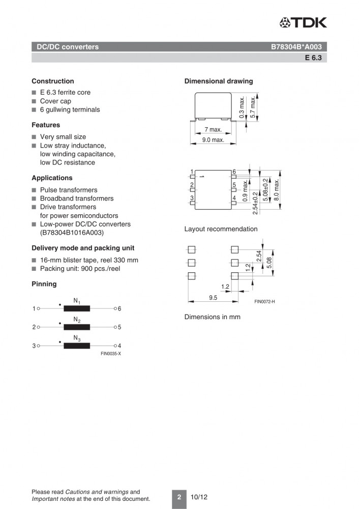 B78304B series datasheet page 2