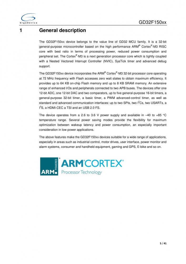 GD32F150xx datasheet page 6