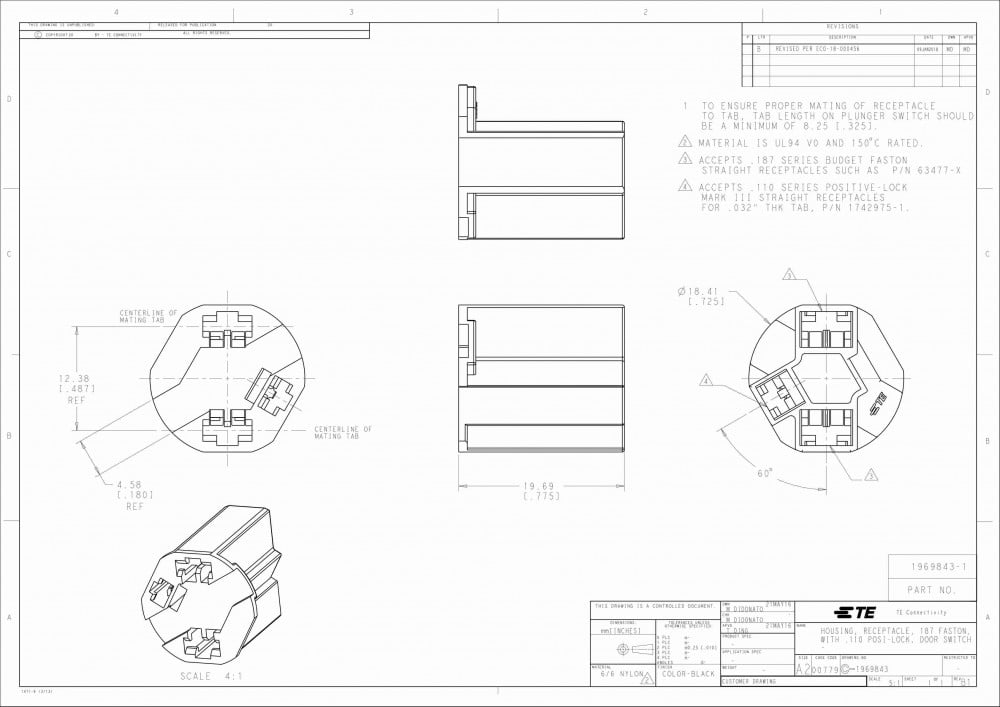 TE Connectivity 1969843-1 controlled drawing preview