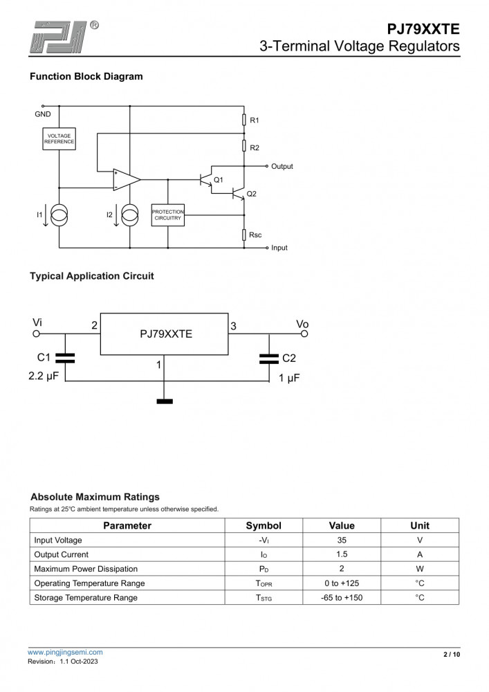 PJ7910TE technical document page 2
