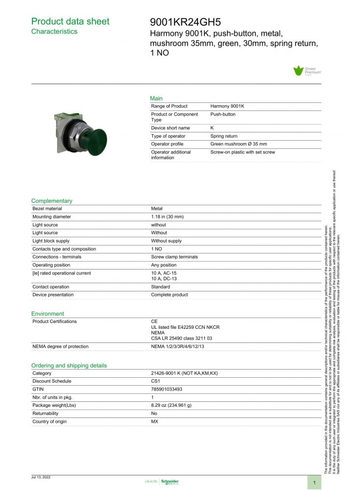 9001KR24GH5 technical document page 1