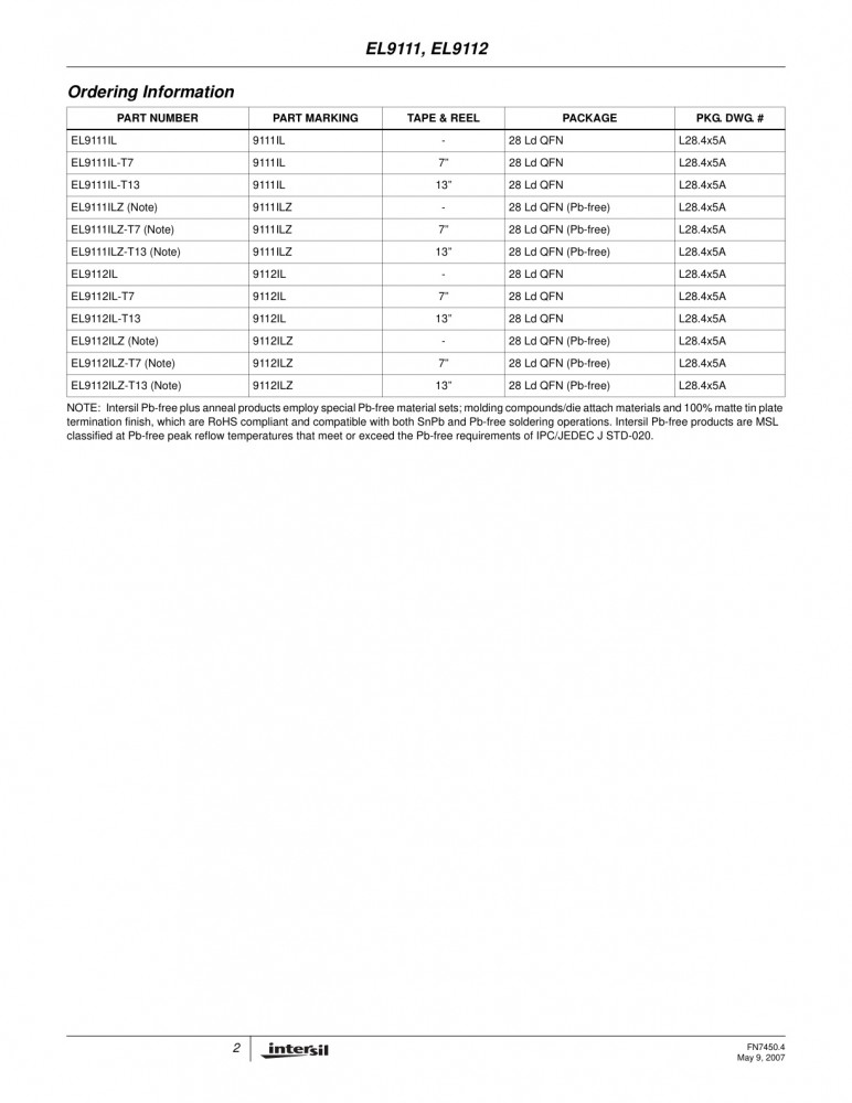 EL9112ILZ datasheet page 2