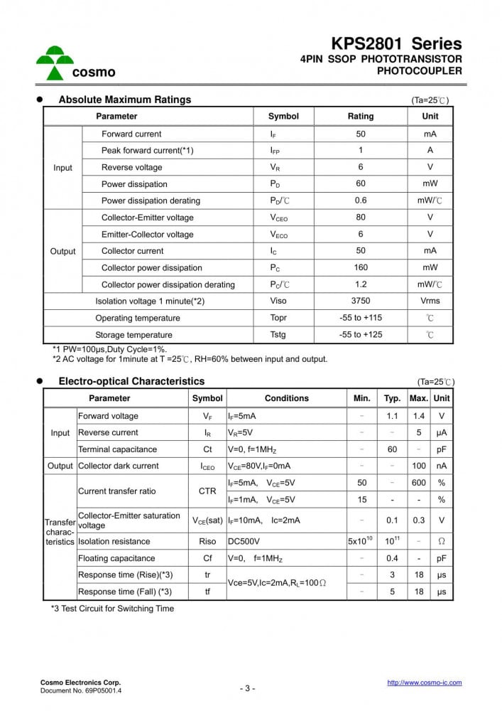 KPS2801 datasheet page 3