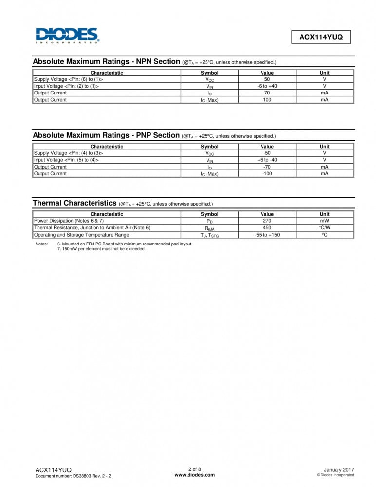 ACX114YUQ-13R datasheet page 2
