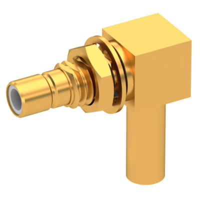 SMB / RIGHT ANGLE JACK MALE CRIMP TYPE FOR 2.6/50 S CABLE GOLD for sale