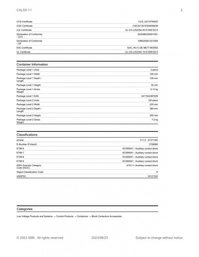 ABB CAL5X-11 technical document page 3