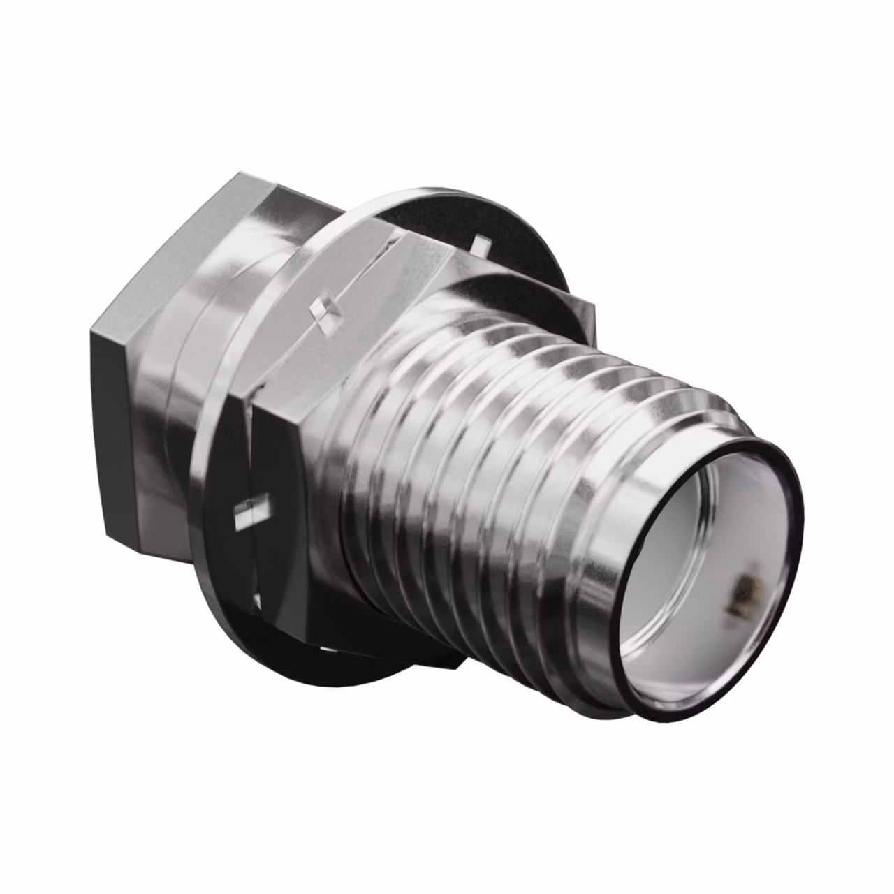 SMA Jack, Straight, Bulkhead, Solder Cup Contact, Nut and Lockwasher Included, Stainless Steel, One Piece Per Bag, 50 Ohms for sale