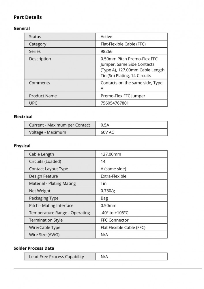 Technical document image 2 for MOLEX 982660147