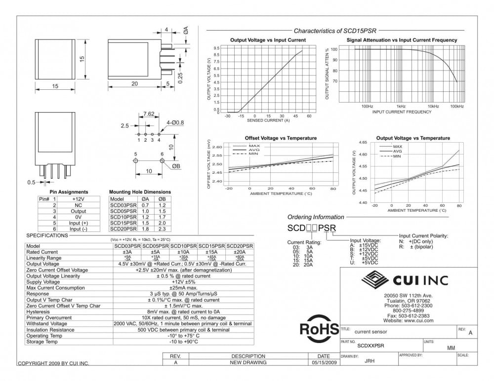 SCD20PSR technical datasheet page