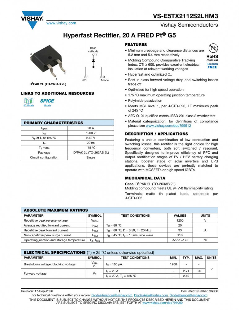 Vishay rectifier datasheet page 1