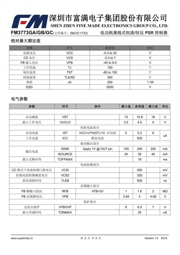 FM3773GA datasheet page 2