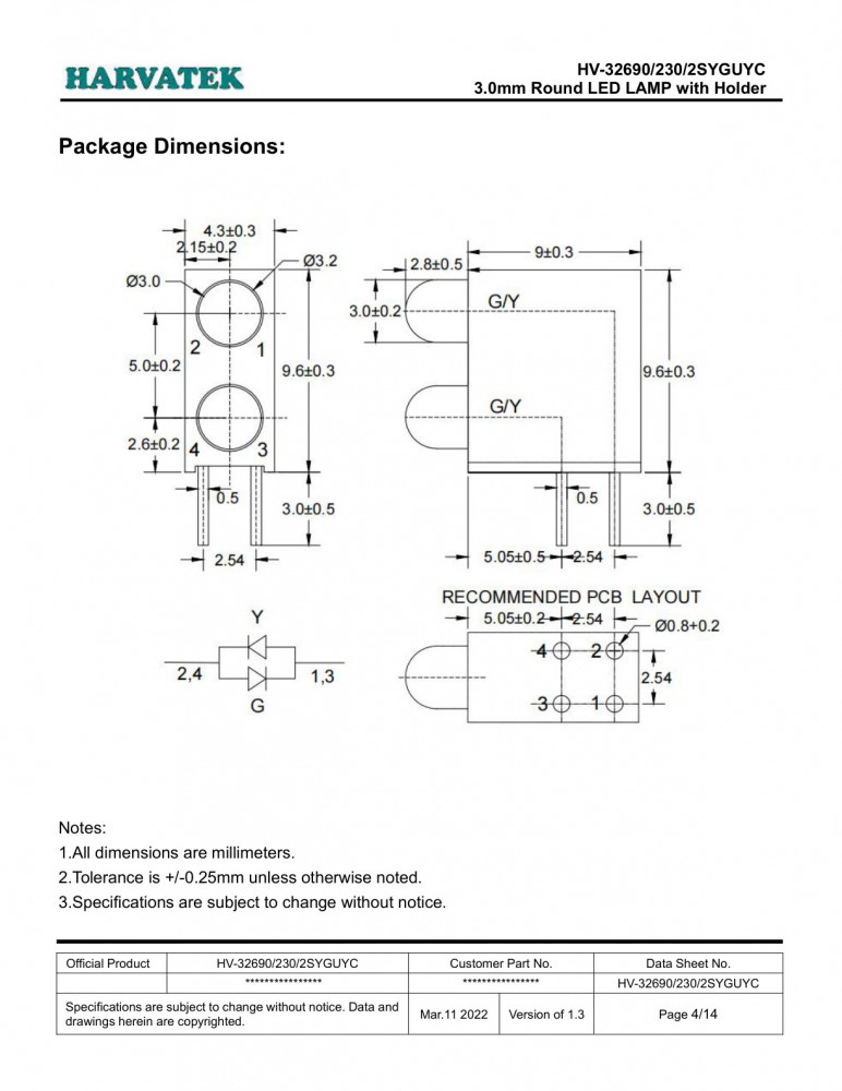 HV-32690/230/2SYGUYC datasheet page 4