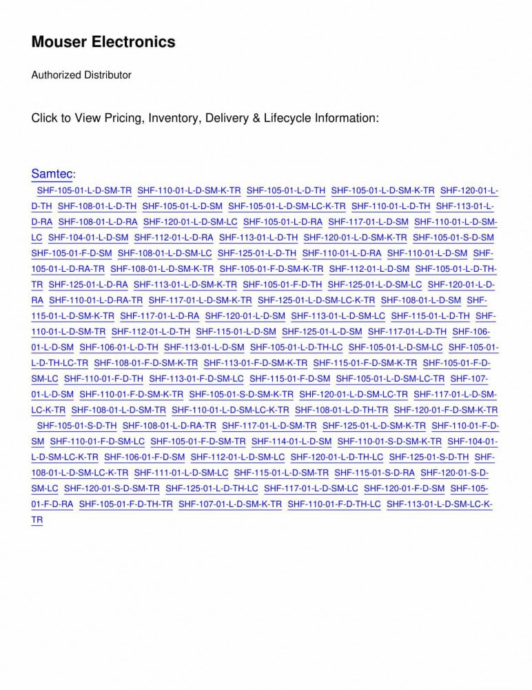 Samtec SHF series product documentation page 2