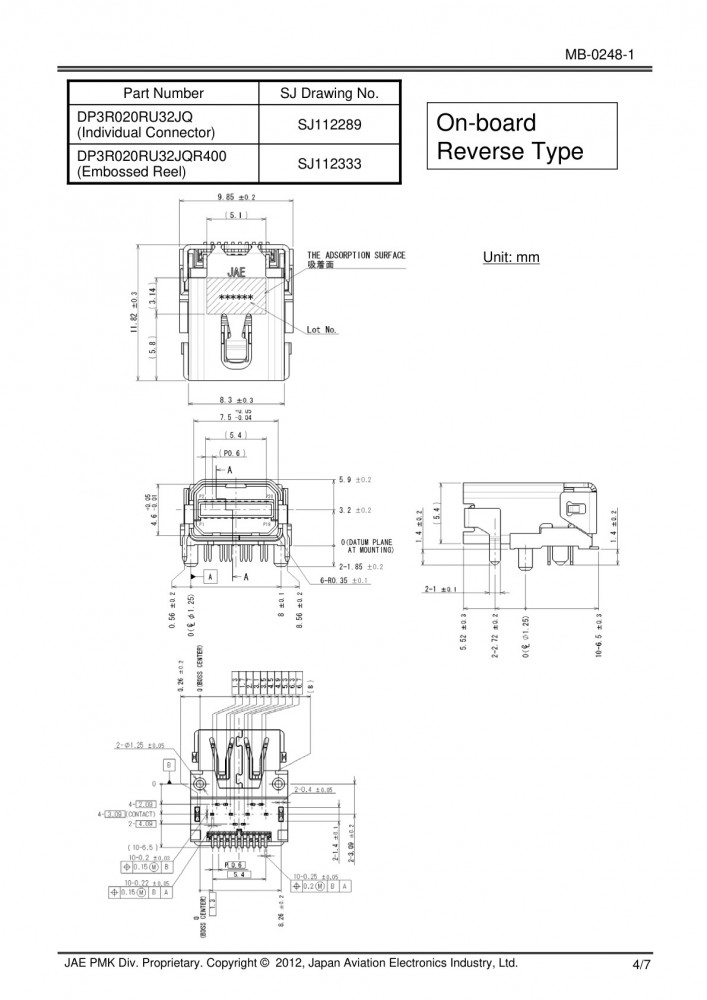 JAE DP3 Series technical document page 4