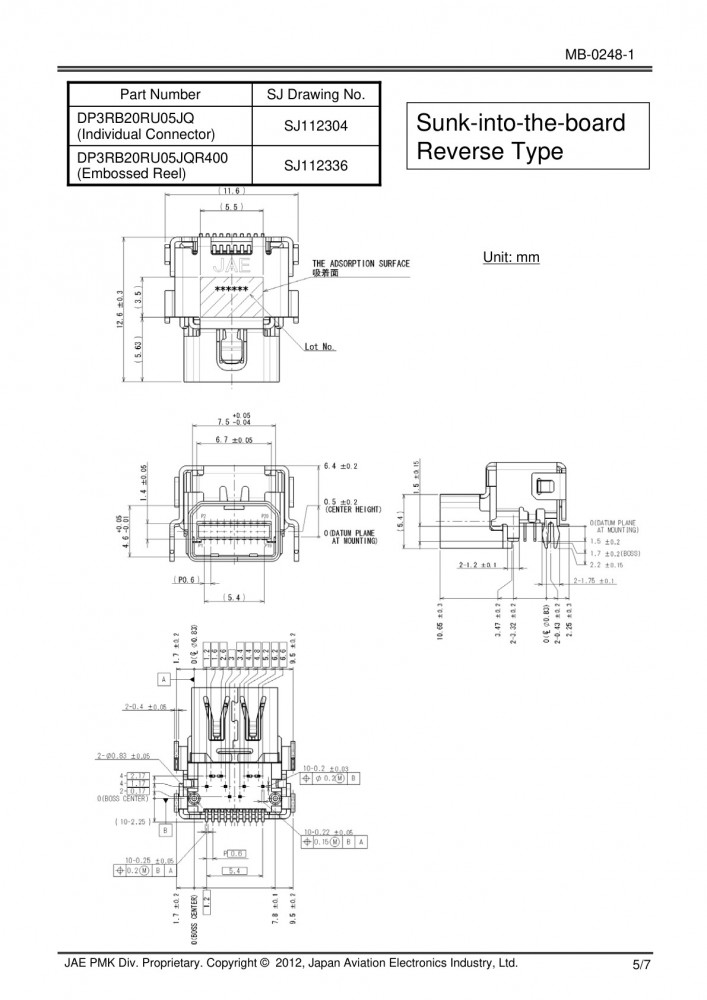 JAE DP3 Series technical document page 5