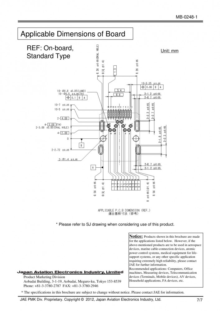 JAE DP3 Series technical document page 7