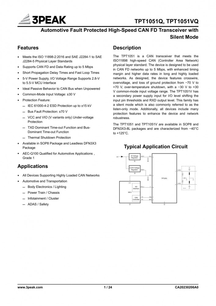 TPT1051Q-SO1R-S datasheet page 1