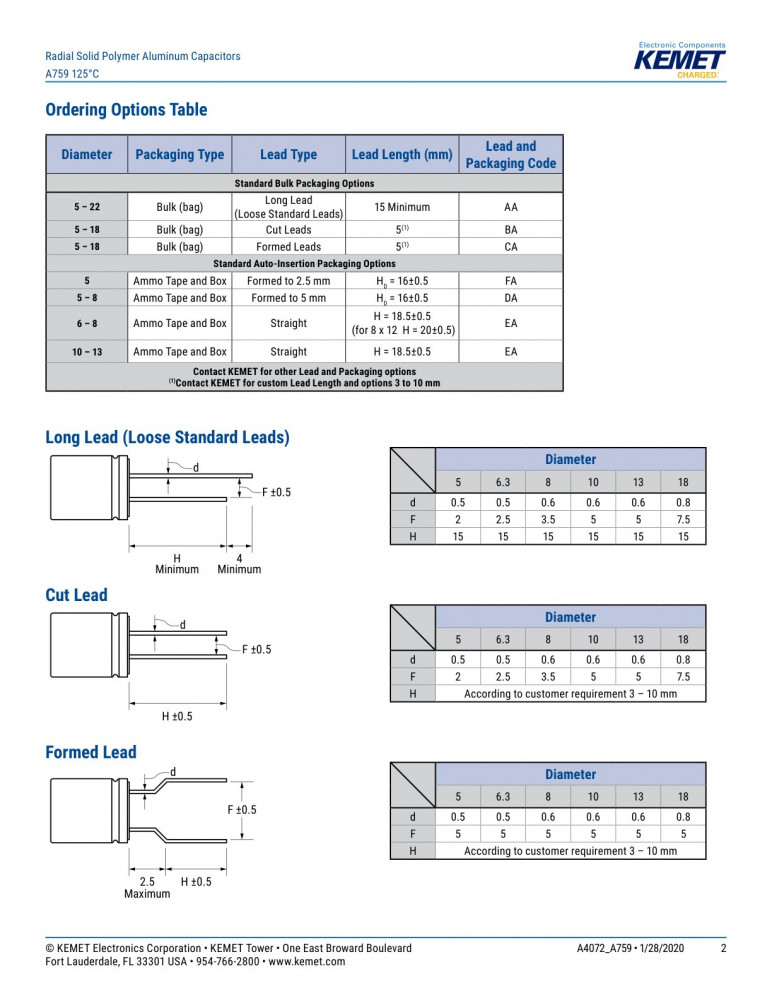 KEMET A759 datasheet page 2