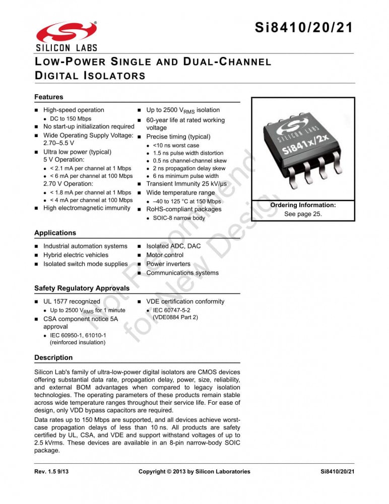 SI8421AB-D-ISR datasheet page 1