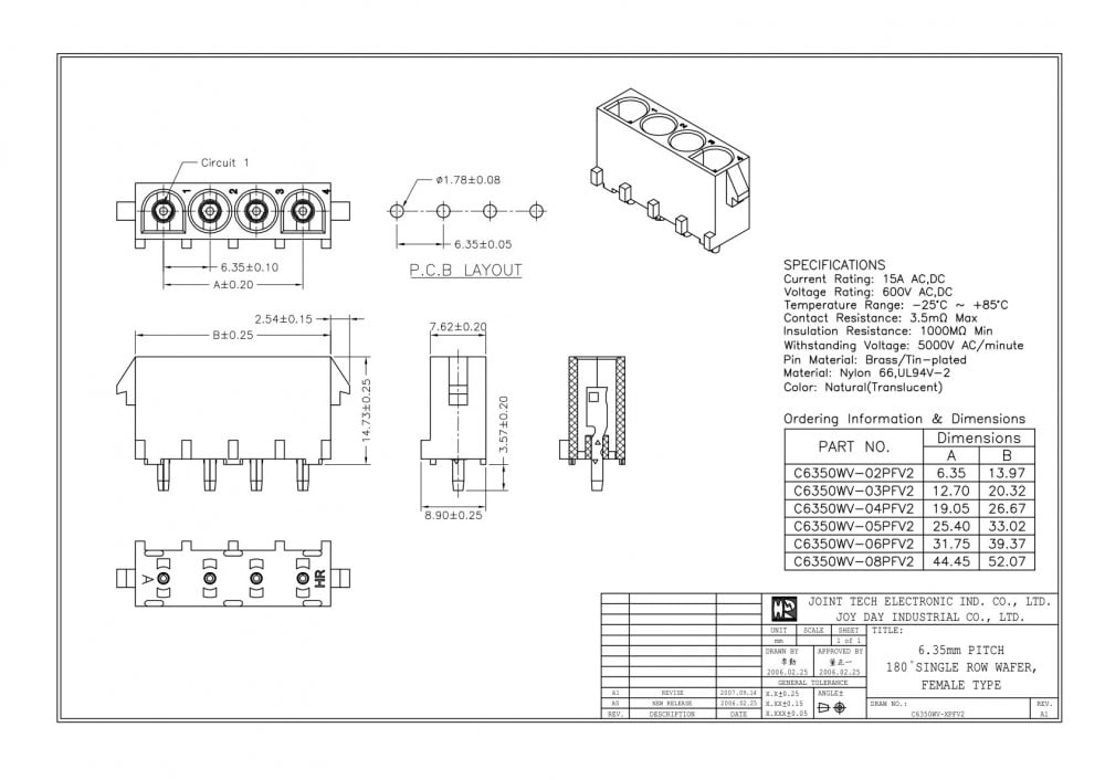 C6350WV-06PFV2 official product drawing
