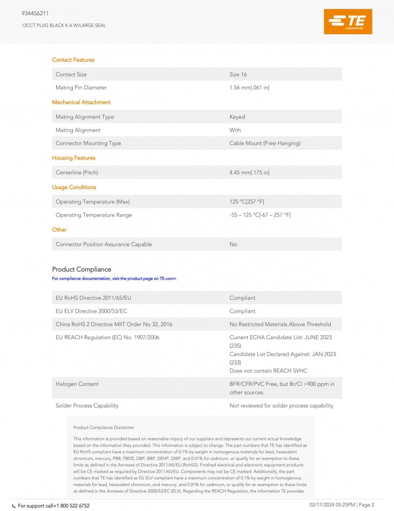 DEUTSCH 934456211 technical document page 2