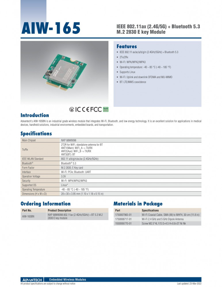 AIW-165BN product documentation preview