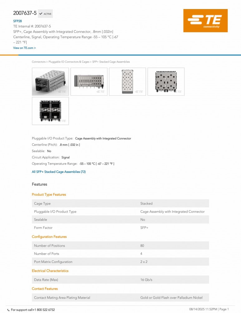 TE Connectivity document page 1