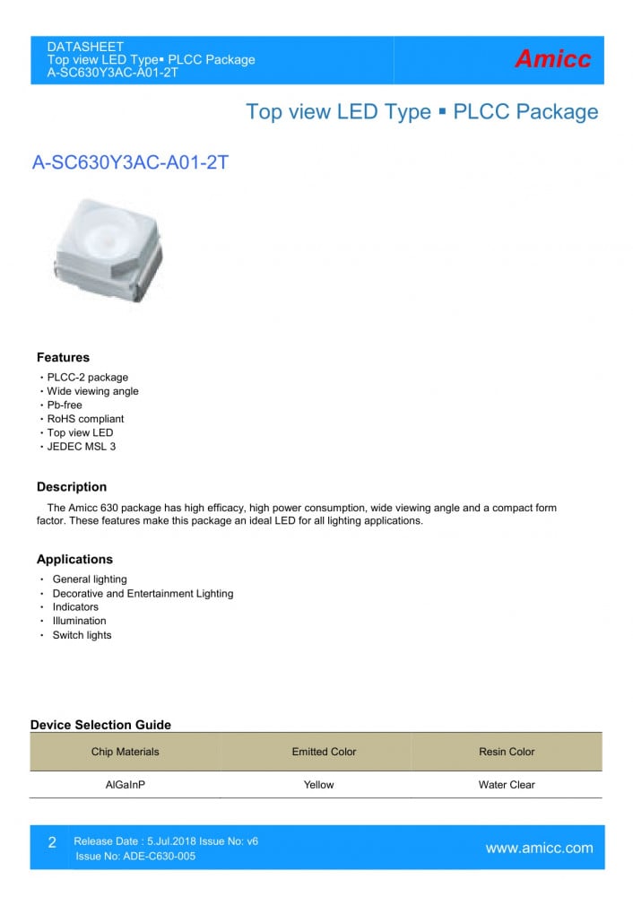A-SC630Y3AC-A01-2T datasheet page 2