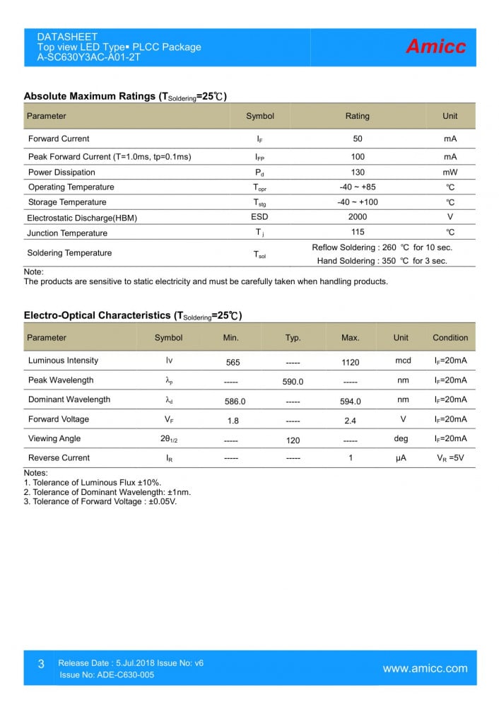 A-SC630Y3AC-A01-2T datasheet page 3