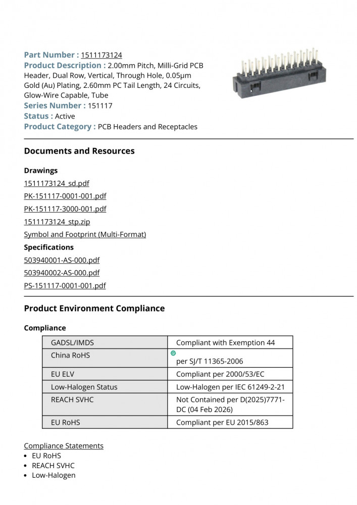 MOLEX product specification page 1