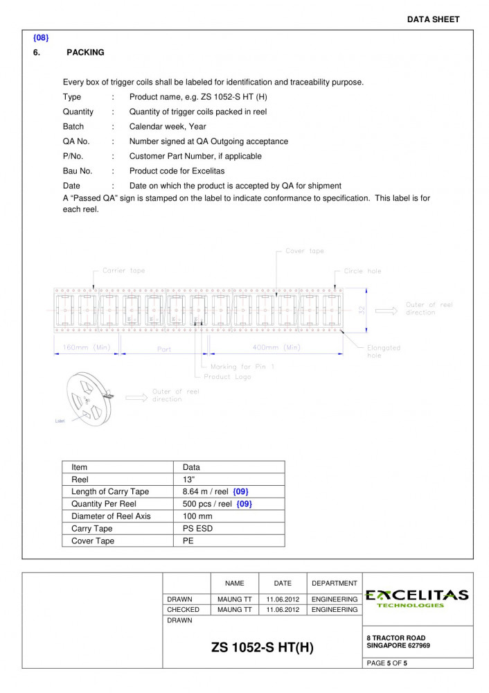 ZS1052 S HT(H) packing and reel information, page 5