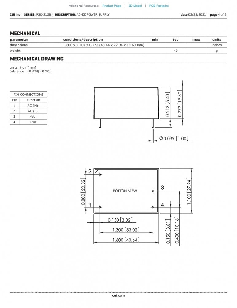 CUI PSK-S12B-15 datasheet page 4