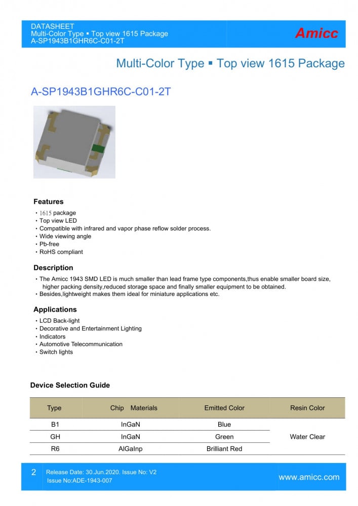 A-SP1943B1GHR6C-C01-2T datasheet page 2